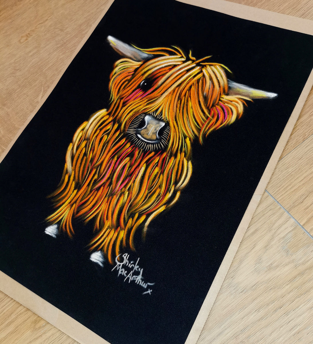 ORiGiNaL HiGHLaND CoW PaiNTiNG 'THe GiNGeR ONe' BY SHiRLeY MacARTHuR