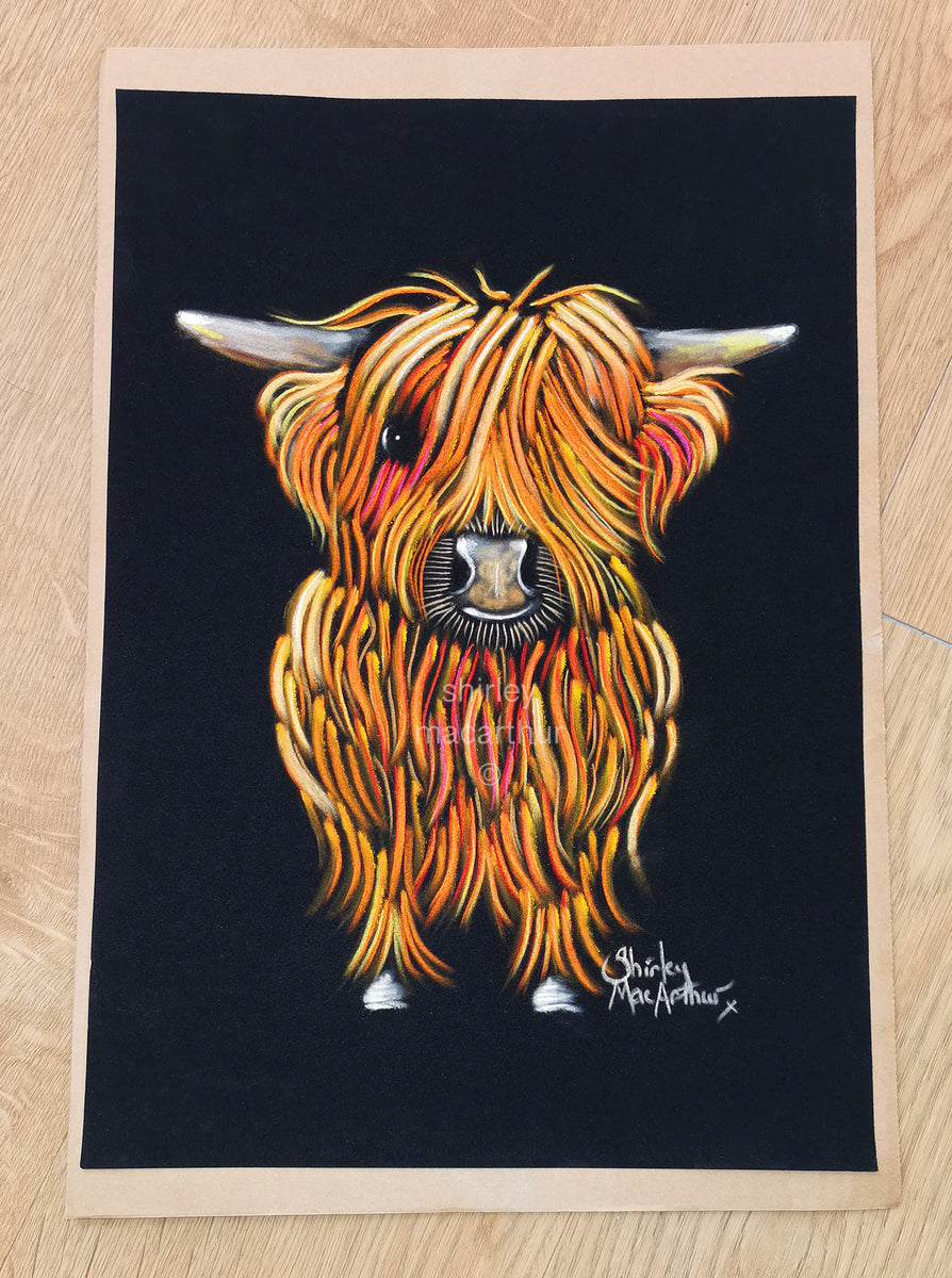 ORiGiNaL HiGHLaND CoW PaiNTiNG 'THe GiNGeR ONe' BY SHiRLeY MacARTHuR