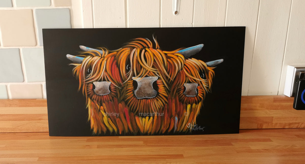 ORiGiNaL HiGHLaND CoW PaiNTiNG 'THuNDeR, BoLT… ' BY SHiRLeY MacARTHuR