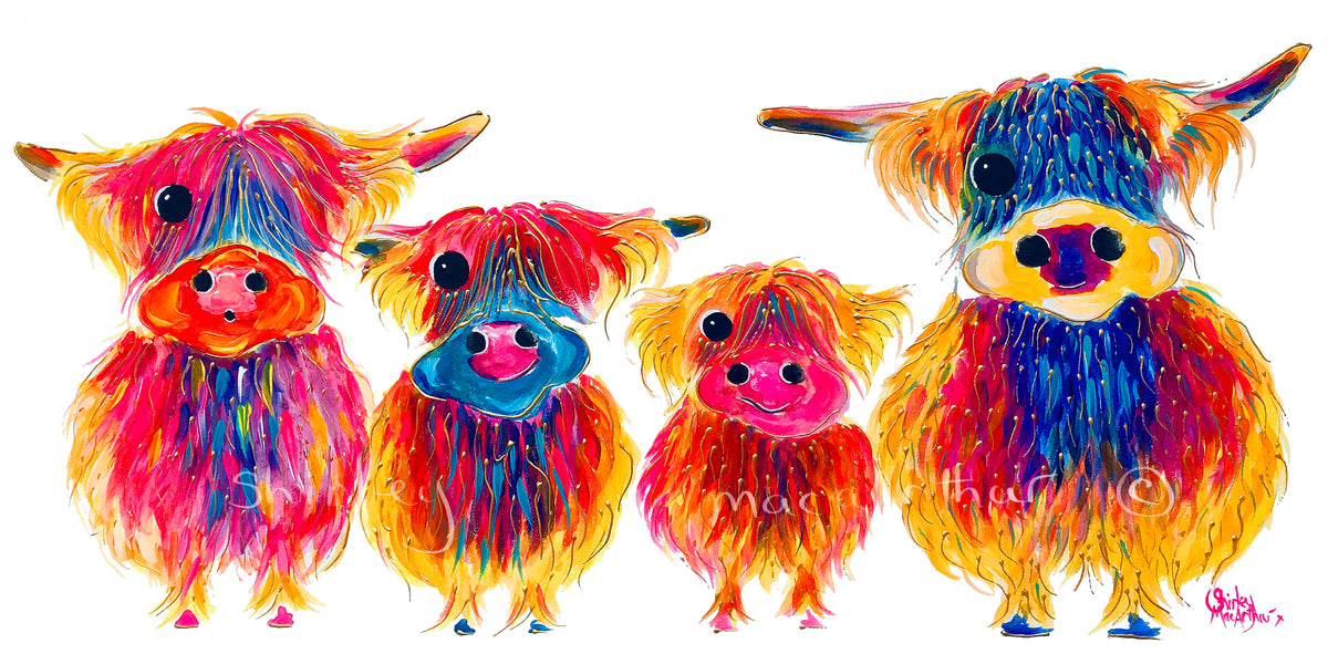 La FaMiLia HiGHLaND CoW PRiNTS, WaLL ART BY SHiRLeY MacARTHuR