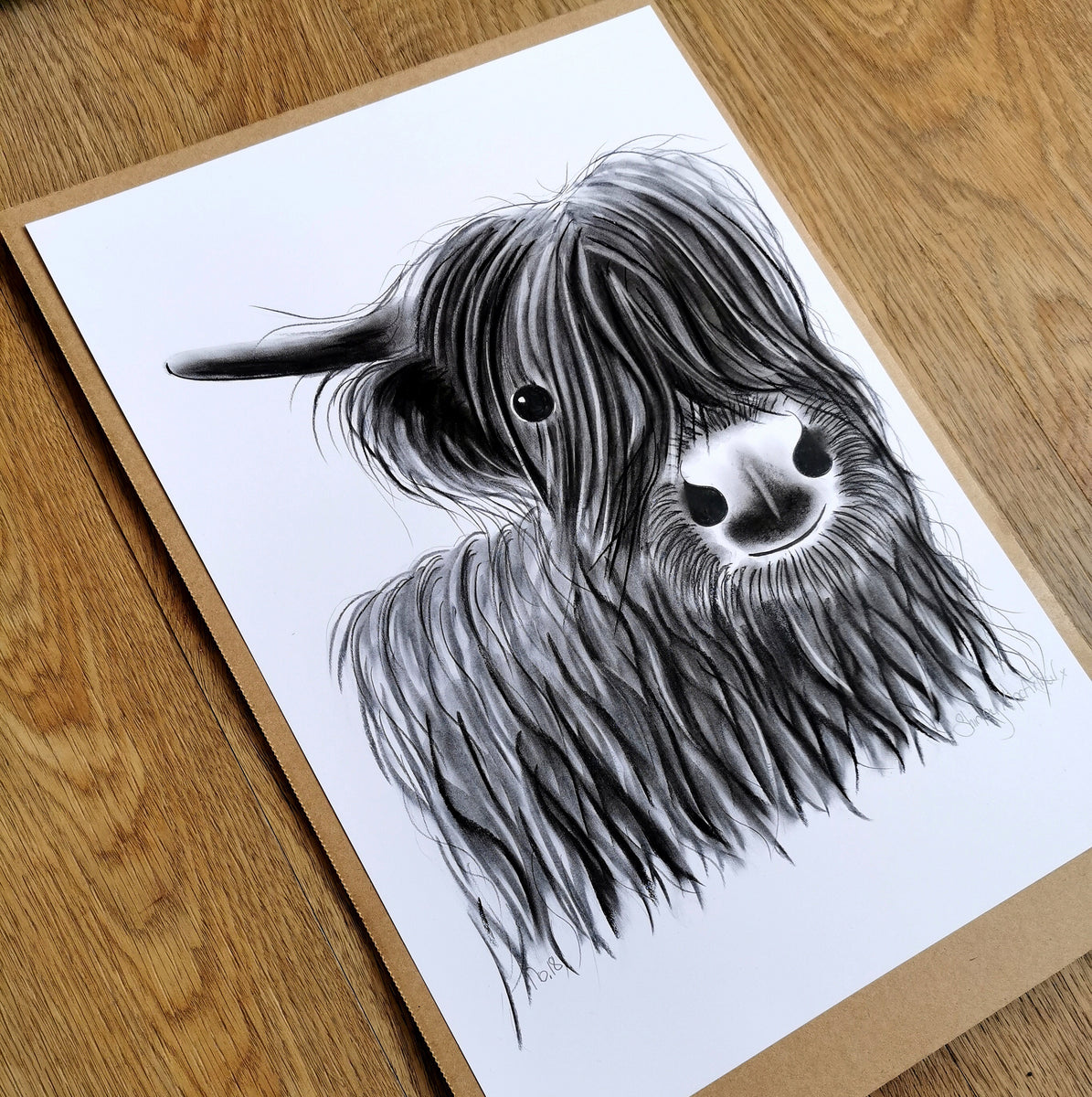CHaRCoaL ORiGiNaLS! HiGHLaND CoW PaiNTiNG - No 18 – SHiRLeY MacARTHuR