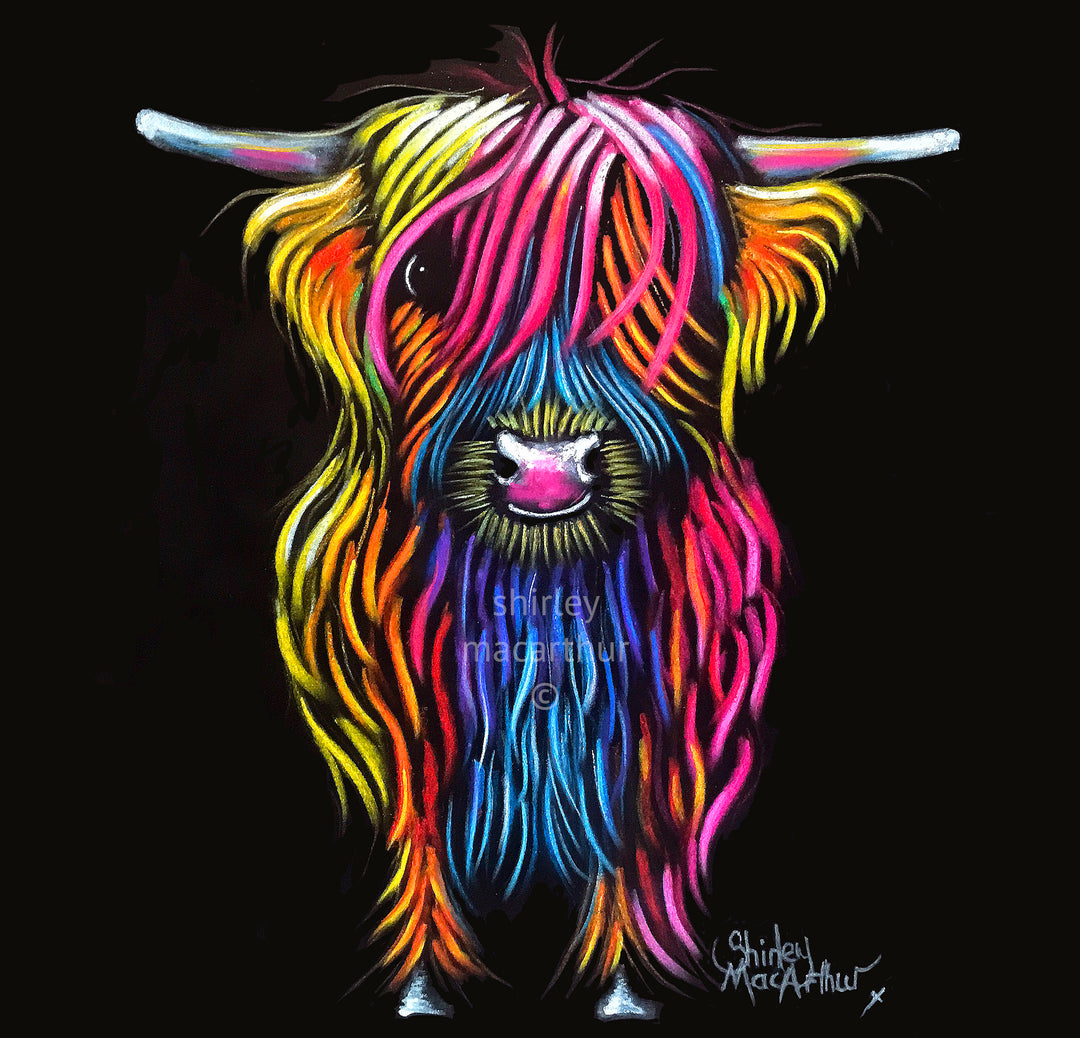 ORiGiNaL HiGHLaND CoW PaSTeL PaiNTiNG ' BRaVeHeaRT ' BY SHiRLeY MacARTHuR