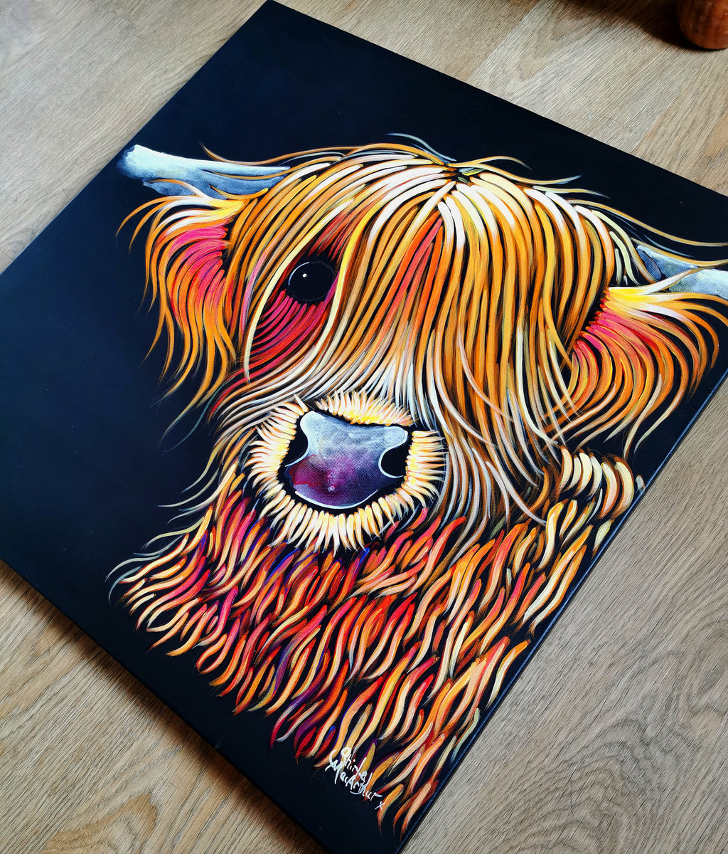 ORiGiNaL HiGHLaND CoW PaiNTiNG ' RaY oF SuNSHiNe ' – SHiRLeY MacARTHuR